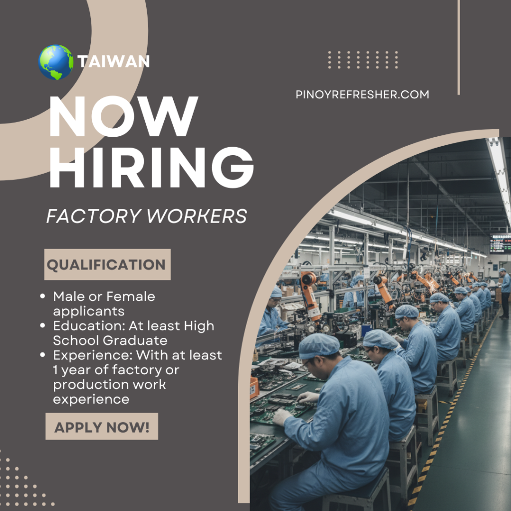 Hiring Factory Workers & Caretakers for Taiwan | Global Hospitality ...