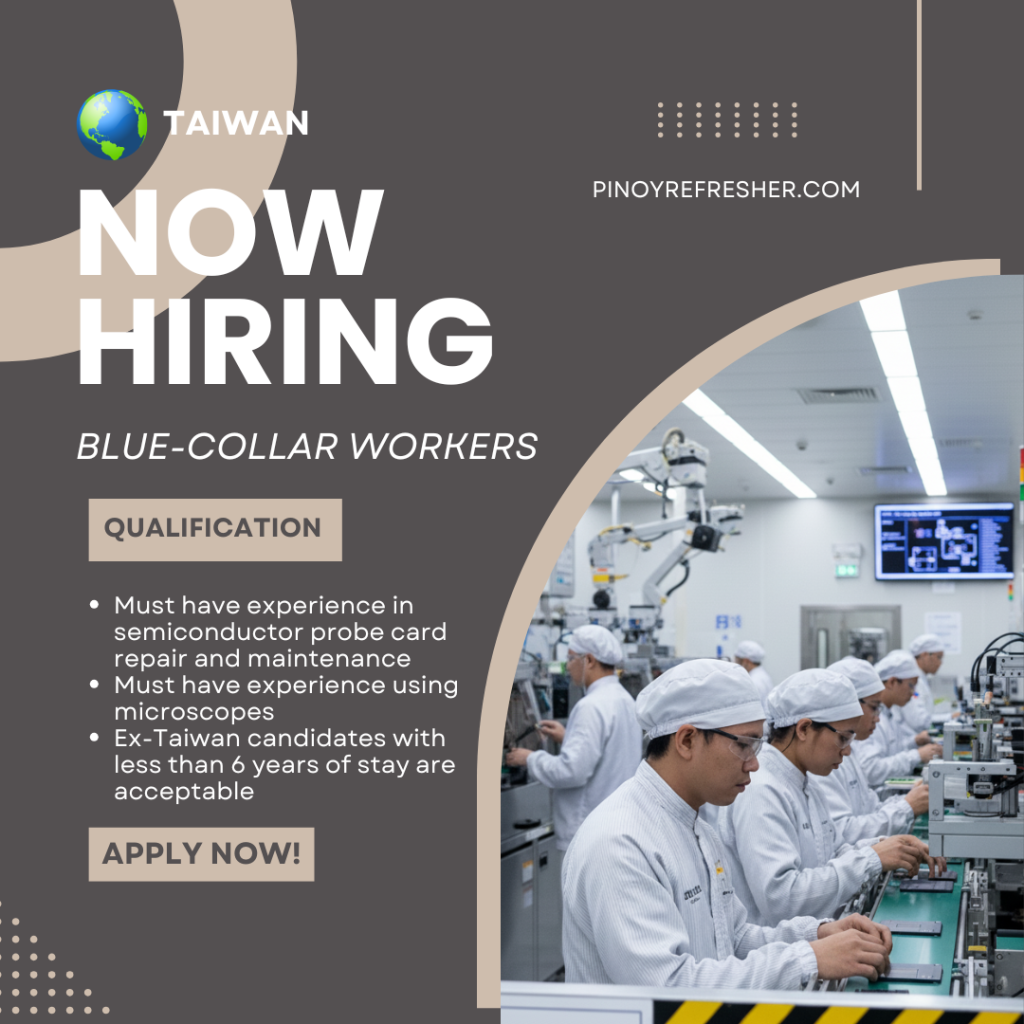 Urgent Hiring Factory Workers for ASE Kaohsiung bound to Taiwan