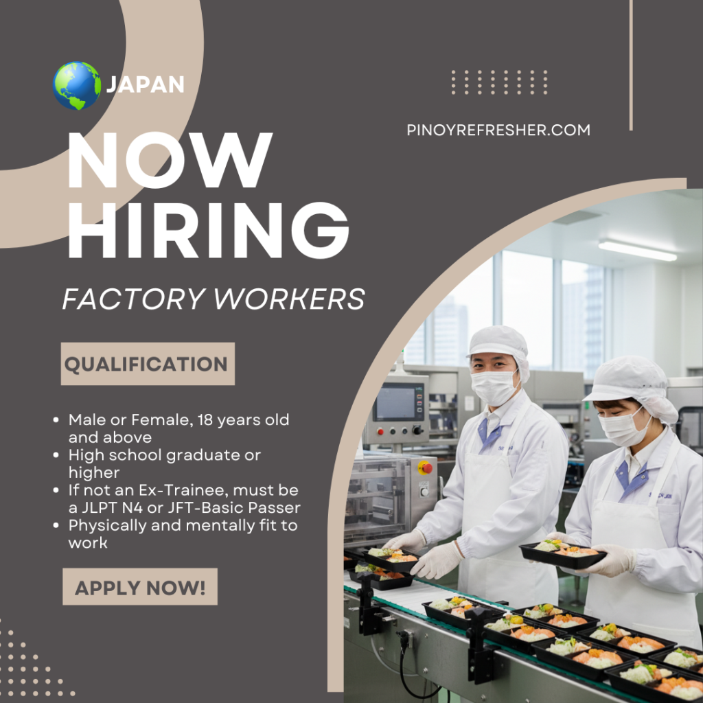 Japan Hiring: SSW Food Production Workers | Apply at TDG Human Resource ...