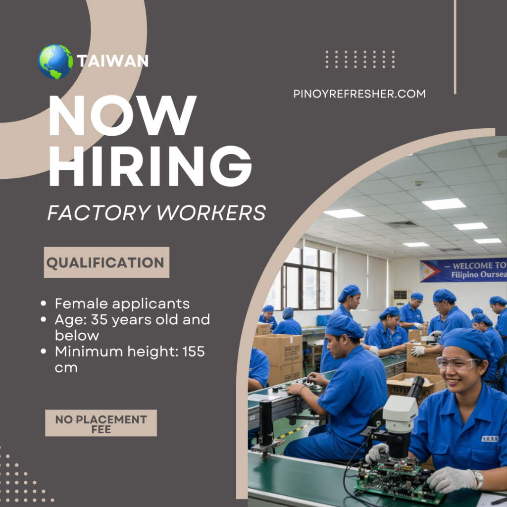 Urgent Hiring Factory Workers for ASE Kaohsiung bound to Taiwan