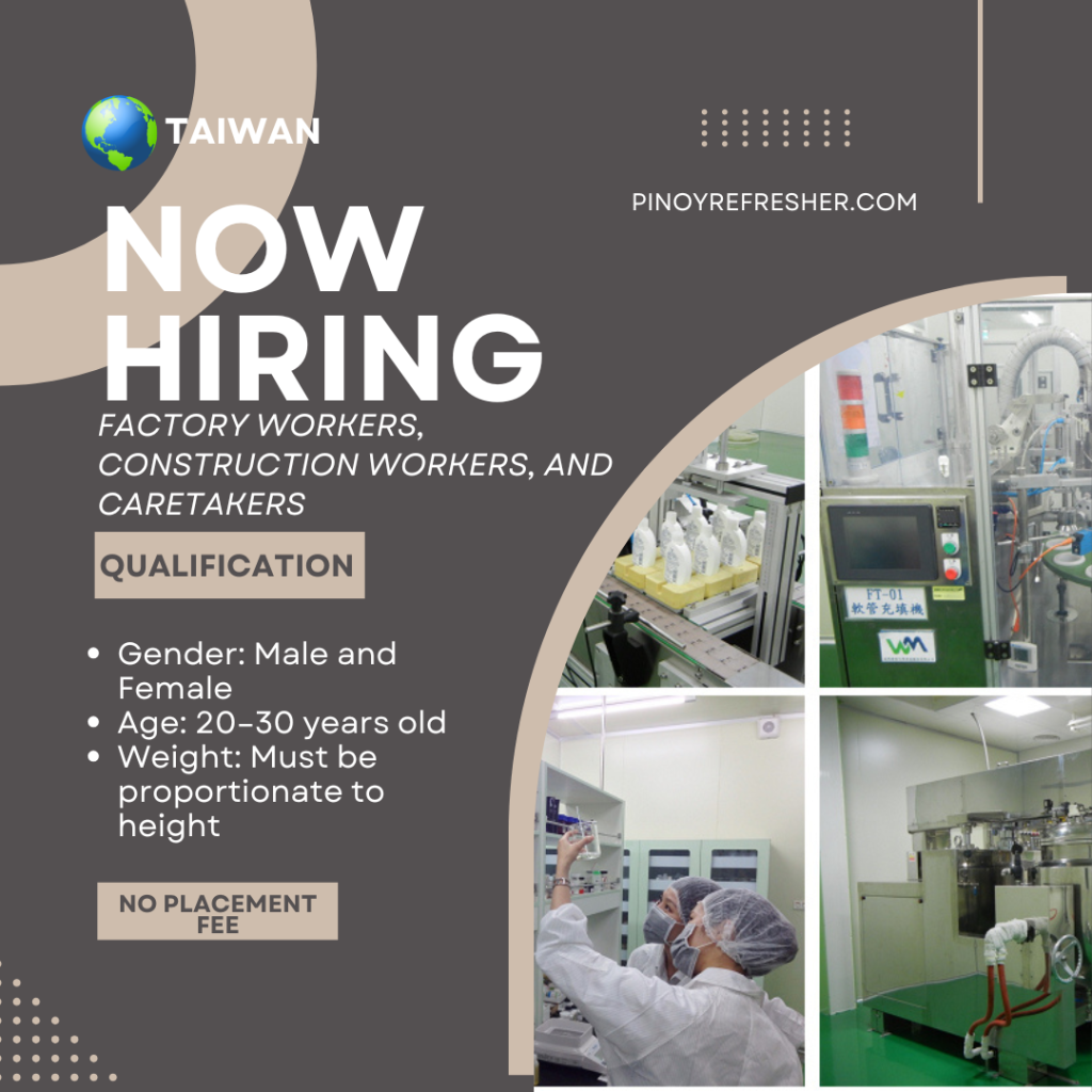 Urgent Hiring Factory Workers for ASE Kaohsiung bound to Taiwan