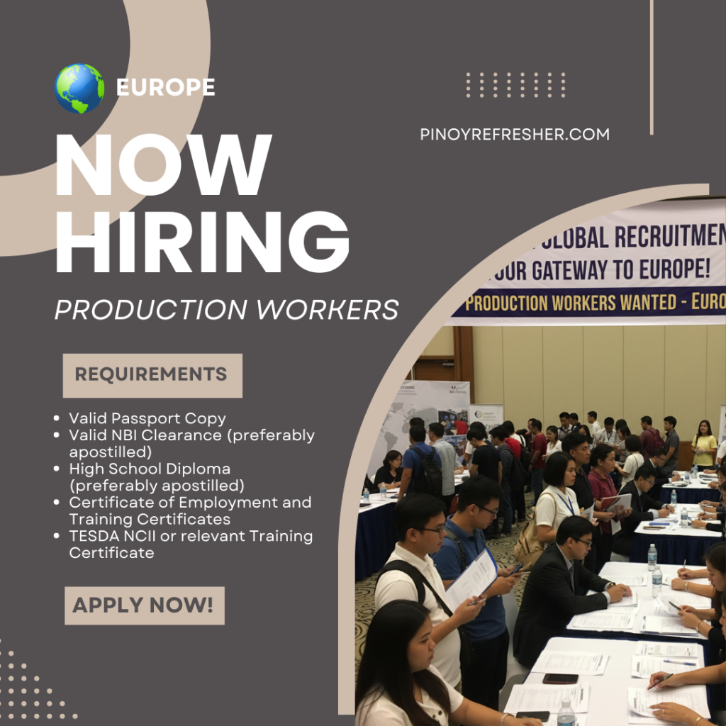 Taiwan Hiring Production Operator under Fil-Sino Manpower Services, Inc ...