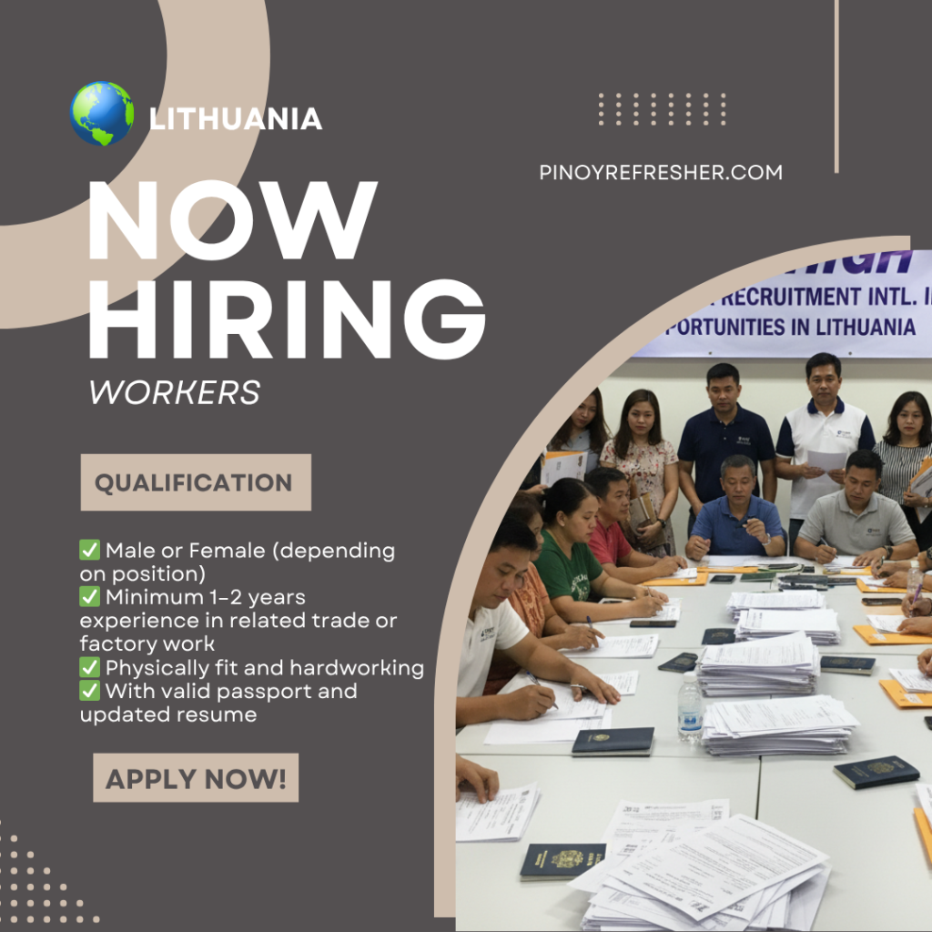 Now Hiring for Lithuania! | Skyhigh Manpower Recruitment Intl. Inc.