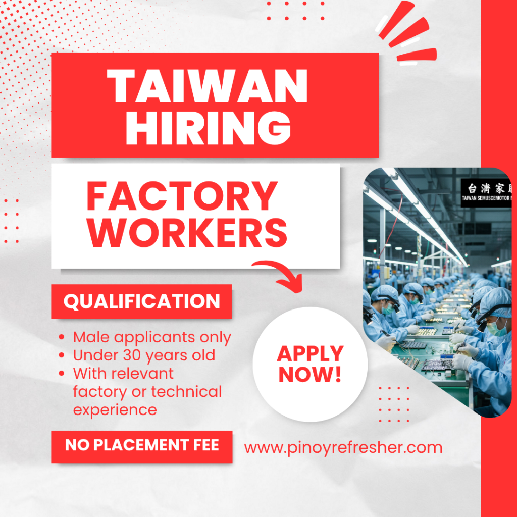 Taiwan Hiring Production Operator under Fil-Sino Manpower Services, Inc ...