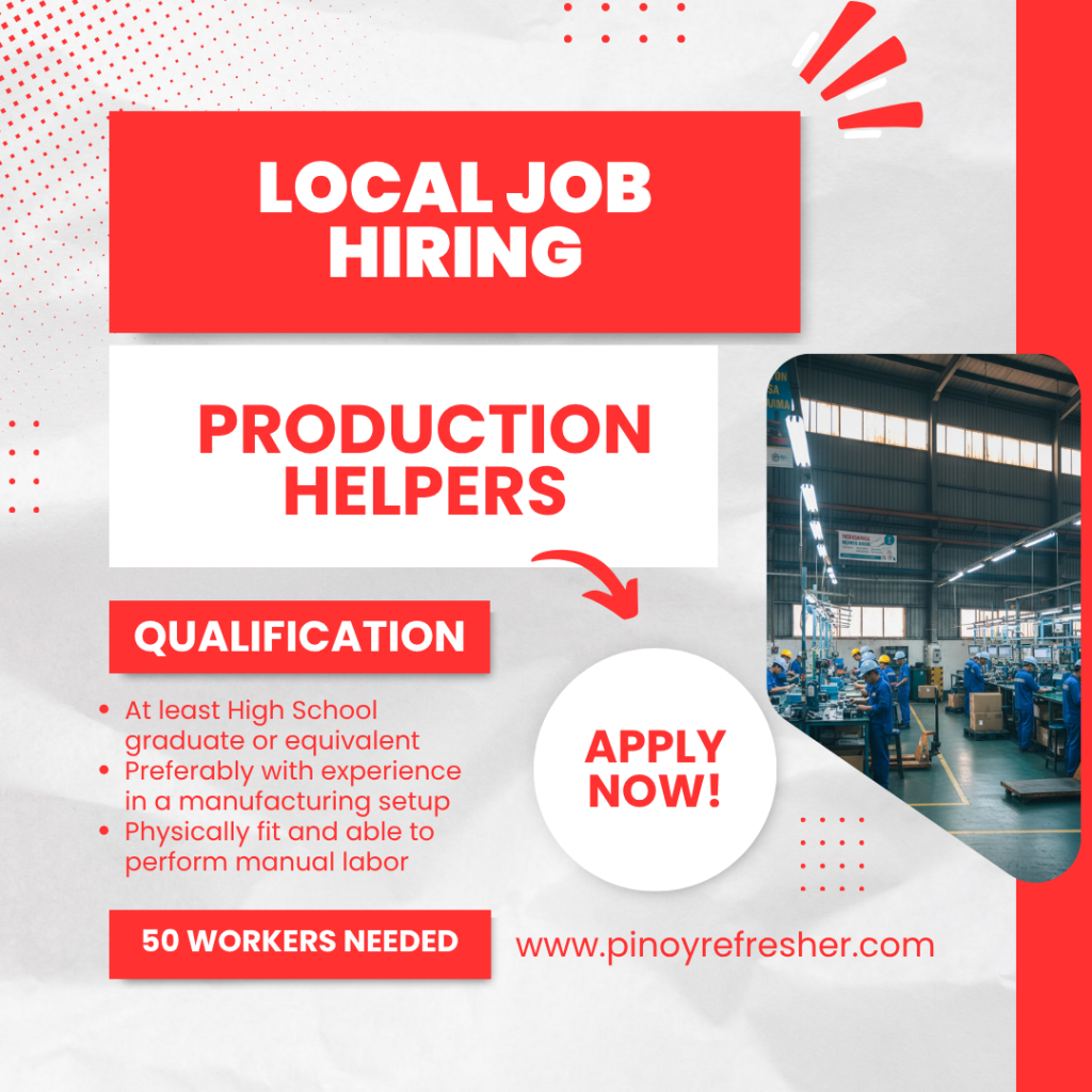 Hiring 50 Production Helpers in Parañaque – Educar Shared Services, Inc ...