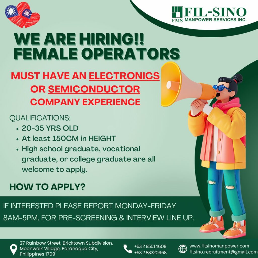Urgent Hiring: Female Operators with Electronics or Semiconductor ...
