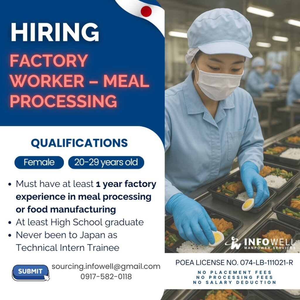 Now Hiring: Factory Workers for Meal Processing – At least High School