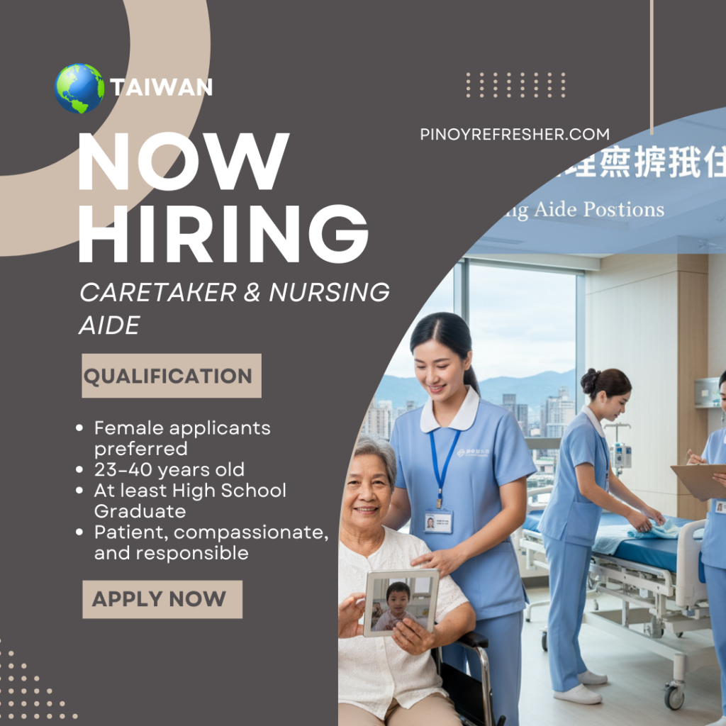 Taiwan Job Hiring: Caretaker & Nursing Aide Positions | Expedite Movers ...