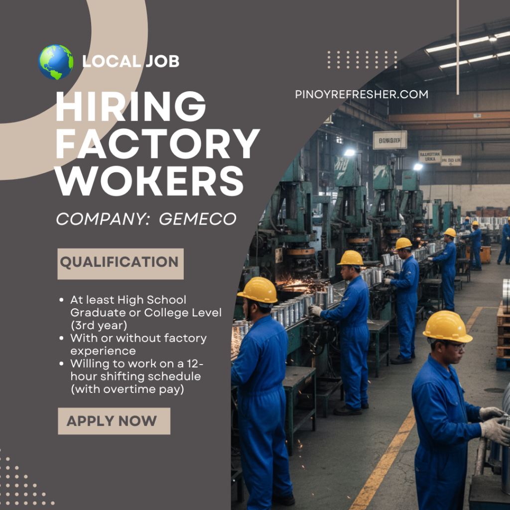Factory Worker Hiring in Quezon City | GEMECO
