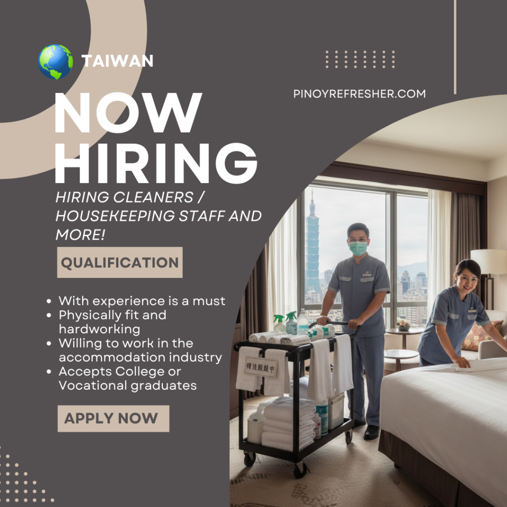 Taiwan Hiring Production Operator under Fil-Sino Manpower Services, Inc ...