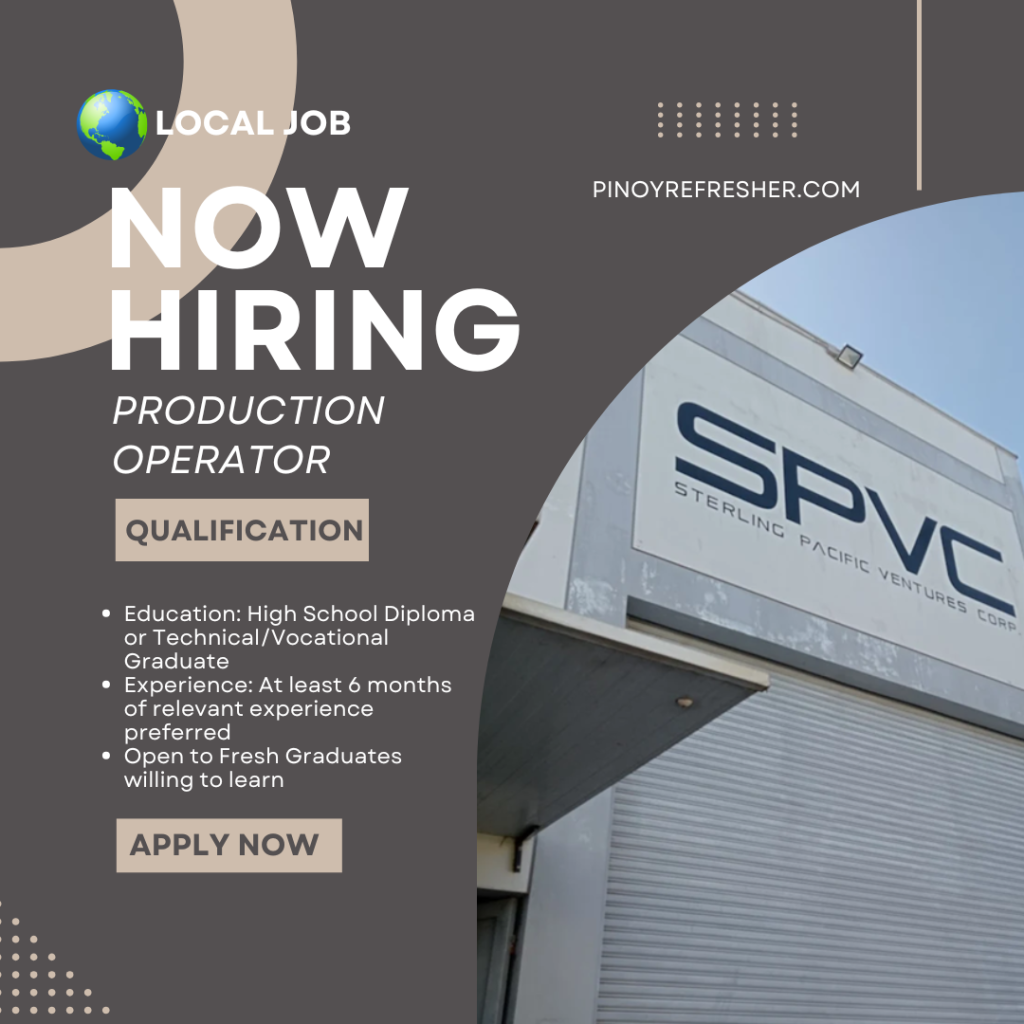 Taiwan Hiring Production Operator under Fil-Sino Manpower Services, Inc ...