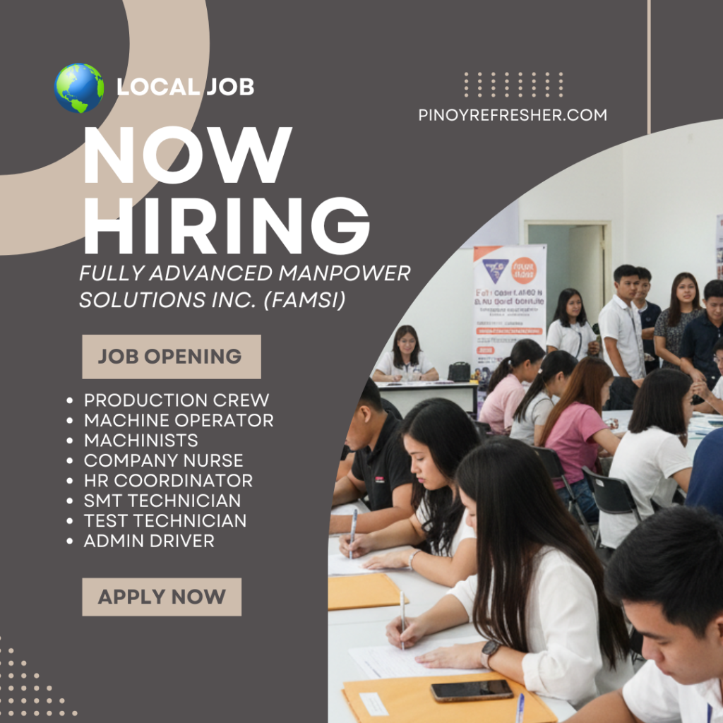 FAMSI Hiring Now: Production Crew, Machine Operators & More – Cabuyao ...