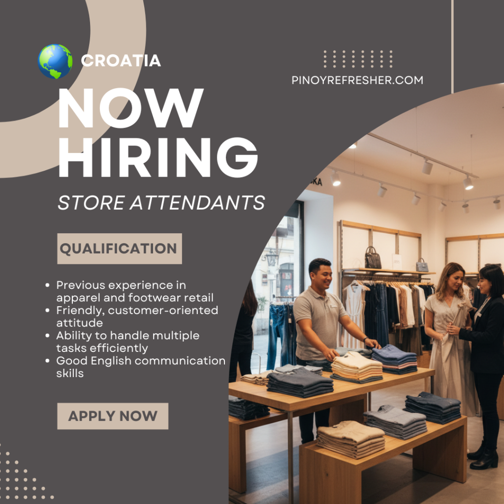Hiring Store Attendants for Croatia — No Placement Fee | Apply Now