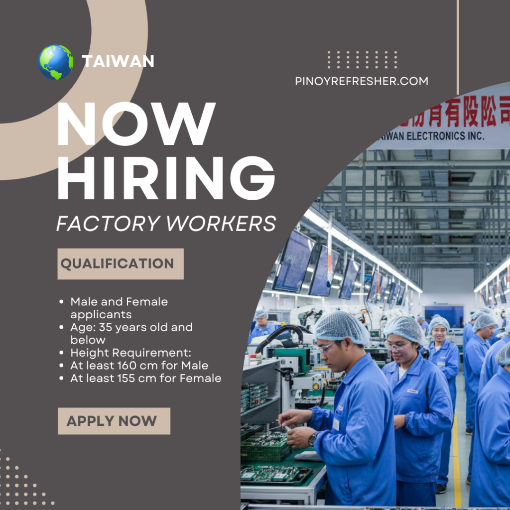 Factory Worker Jobs in Taiwan | Grand Placement & General Services Corp.
