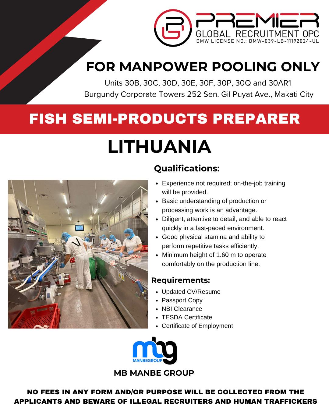 Fish Semi-Products Preparer Jobs in Lithuania – MB Manbe Group