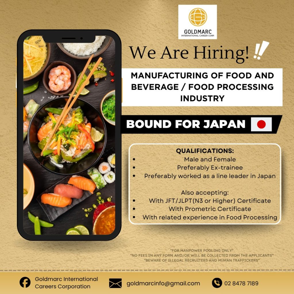 Food & Beverage / Food Processing Jobs in Japan – SSW Hiring | Goldmarc ...