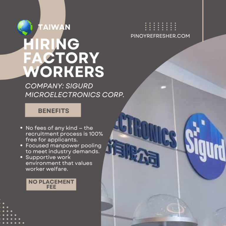 Jedegal International Manpower Services is now Hiring Factory Workers