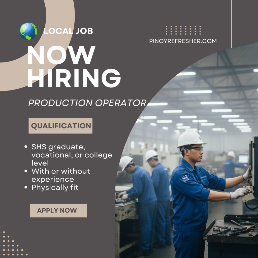 Urgent Hiring: Production Operators in Laguna | Apply Now with No ...
