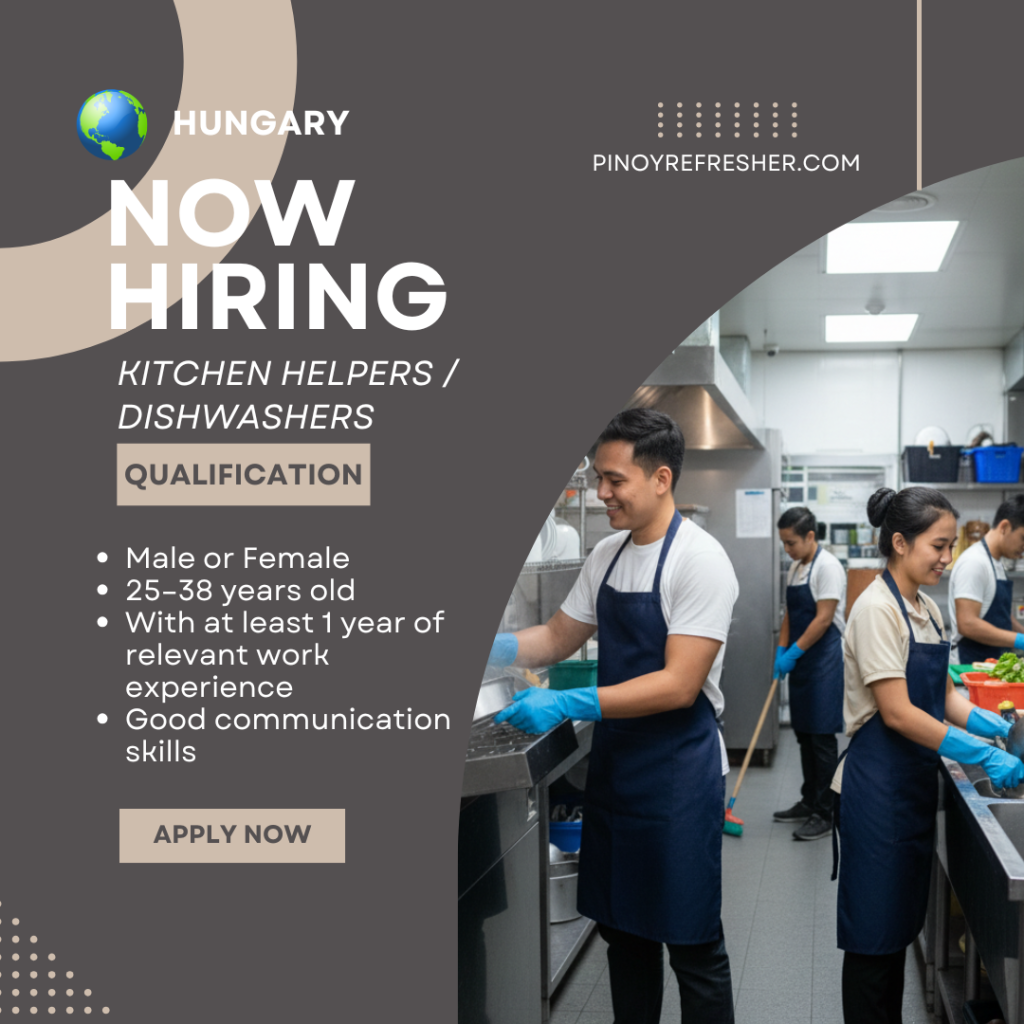 Hiring Kitchen Helpers / Dishwashers for Hungary – Apply Now via NYD ...