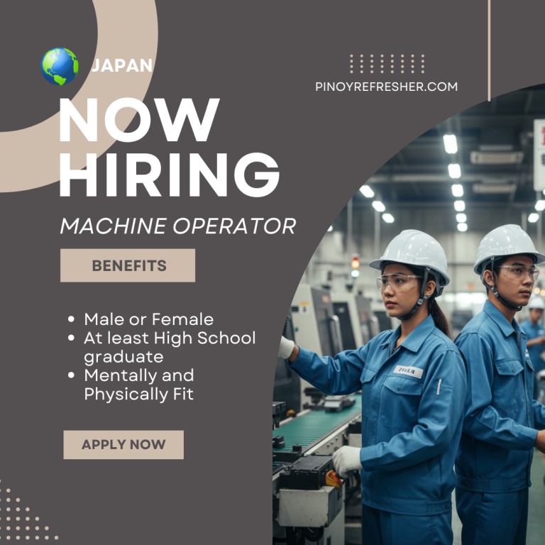 Taiwan Hiring Production Operator under Fil-Sino Manpower Services, Inc ...