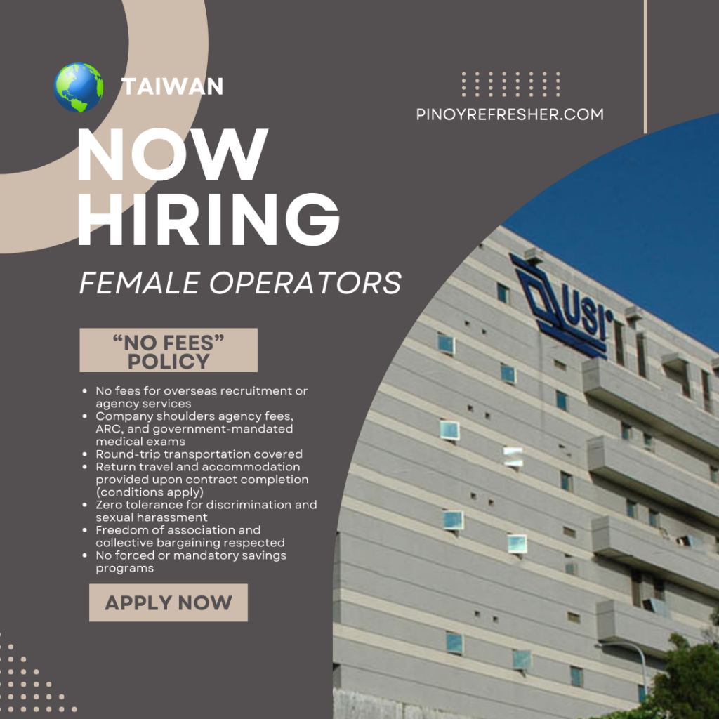 Factory Workers Hiring for Taiwan – KYEC King Yuan Electronics | No ...