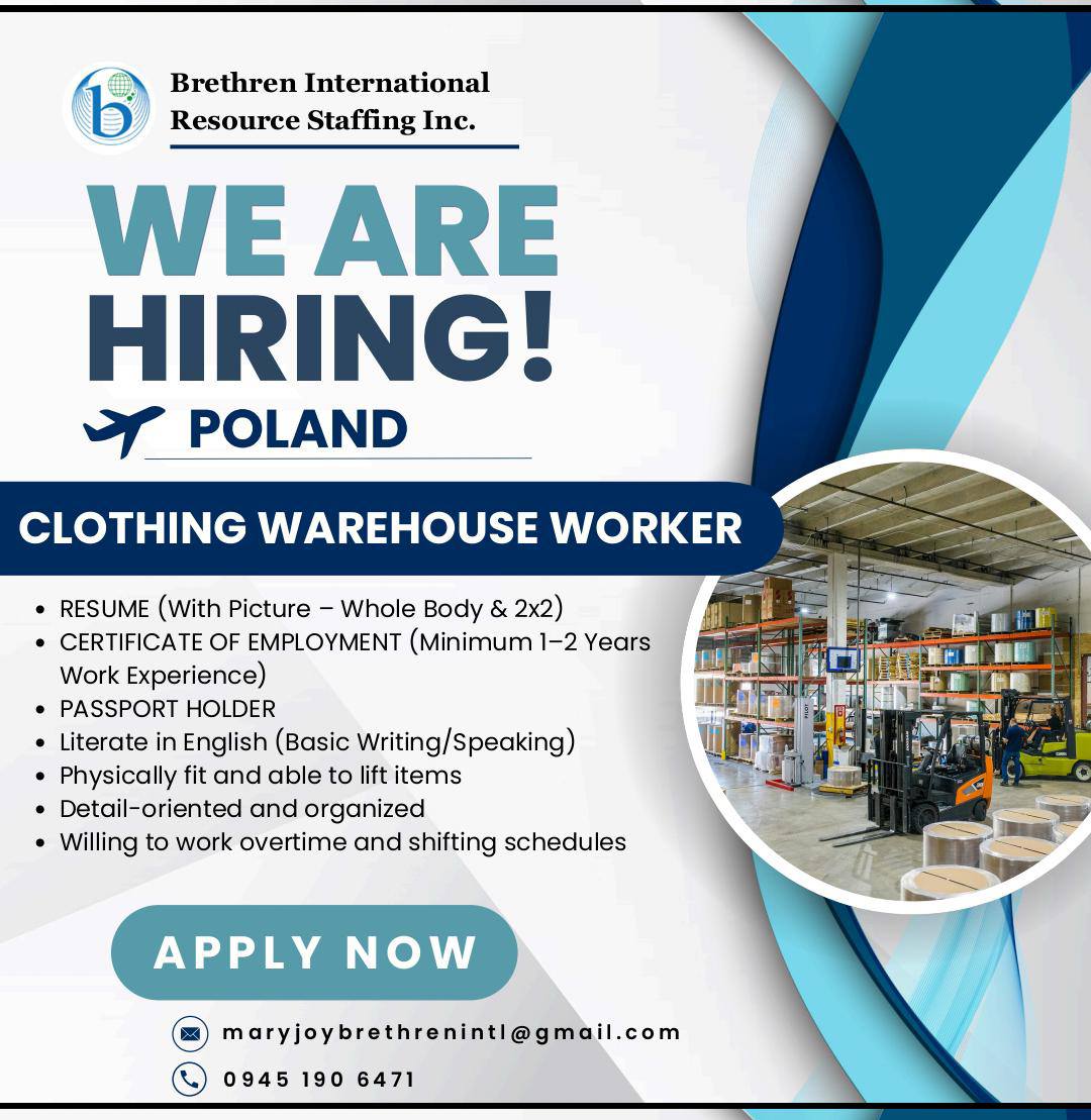 Poland Hiring Alert: Clothing Warehouse Workers Needed for Overseas ...