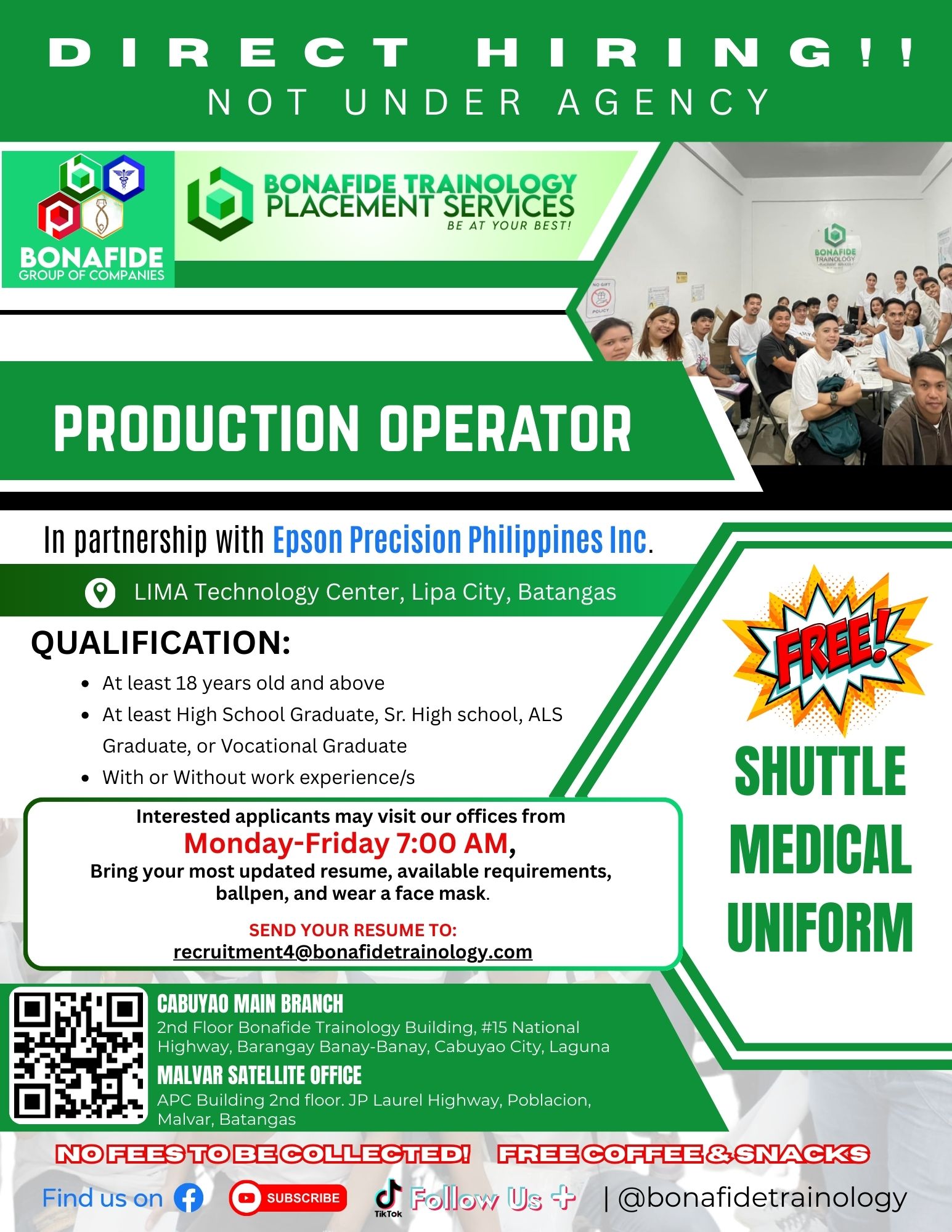 Direct Hiring Alert: Production Operator Opening at Epson Precision ...
