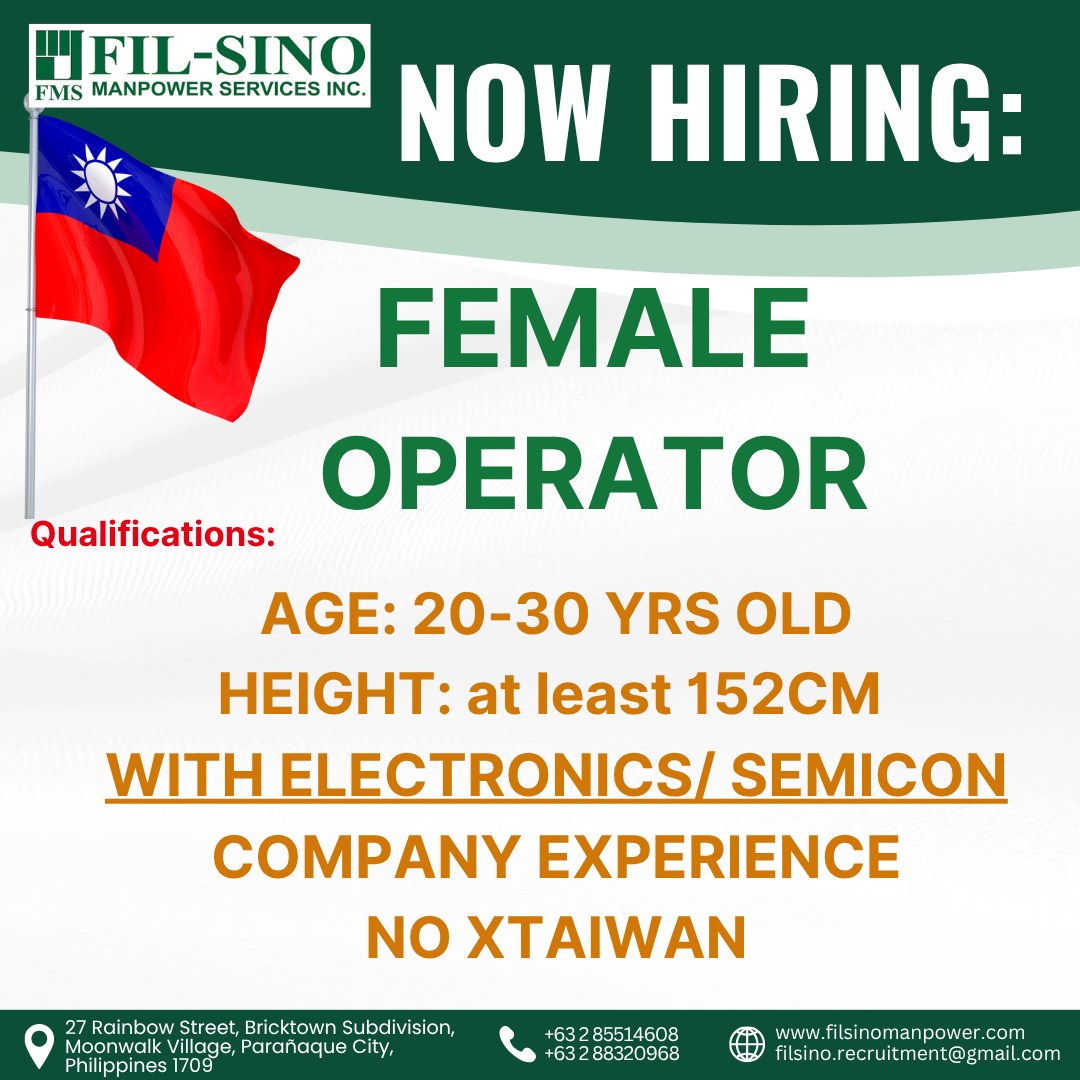 Filsino Manpower Services Inc. Opens Hiring for Female Operators in ...