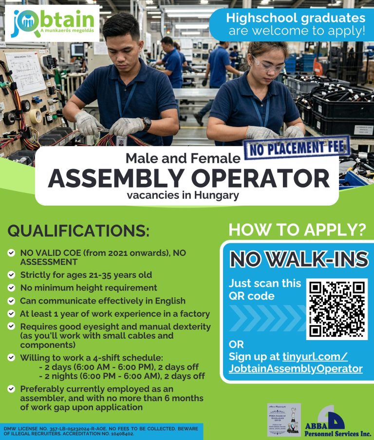 Job Opportunity in Hungary: Assembly Operators – Apply Now!