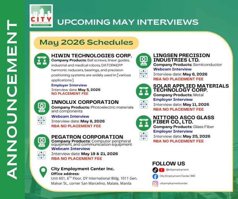 City Employment Center Inc. Announces Major May 2026 Job Interviews for ...