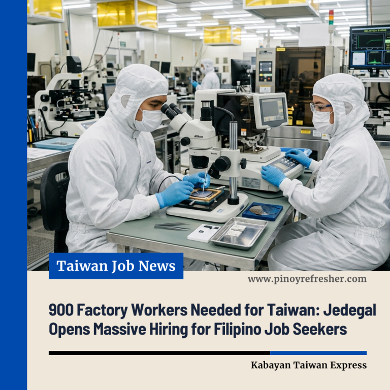 900 Factory Workers Needed for Taiwan: Jedegal Opens Massive Hiring for ...