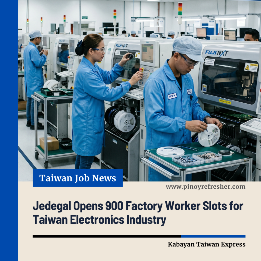 Jedegal Opens 900 Factory Worker Slots for Taiwan Electronics Industry