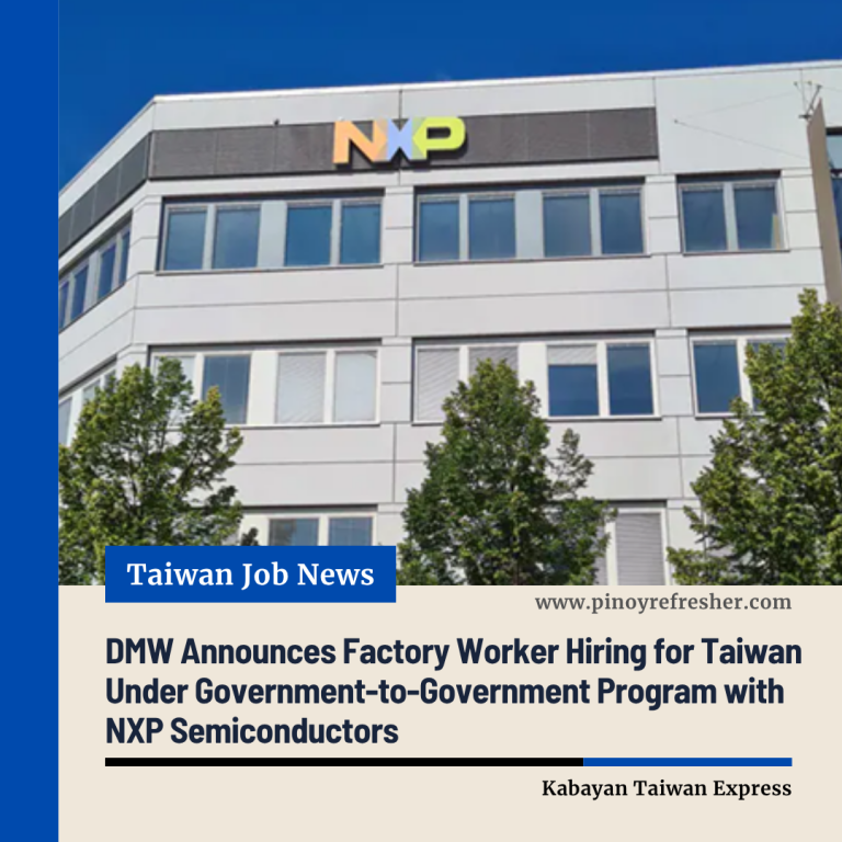 DMW Announces Factory Worker Hiring for Taiwan Under Government-to ...