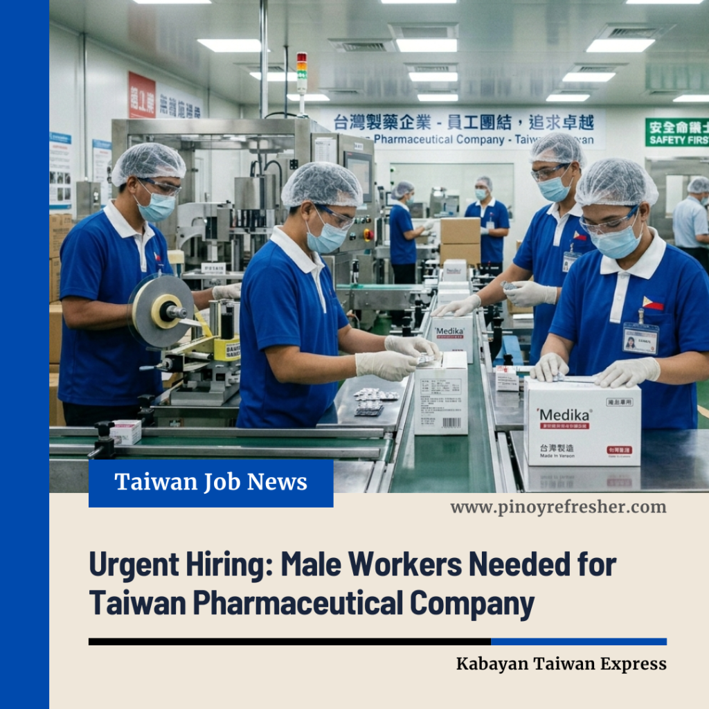 Urgent Hiring: Male Factory Workers Bound for Taiwan – Apply via JS ...